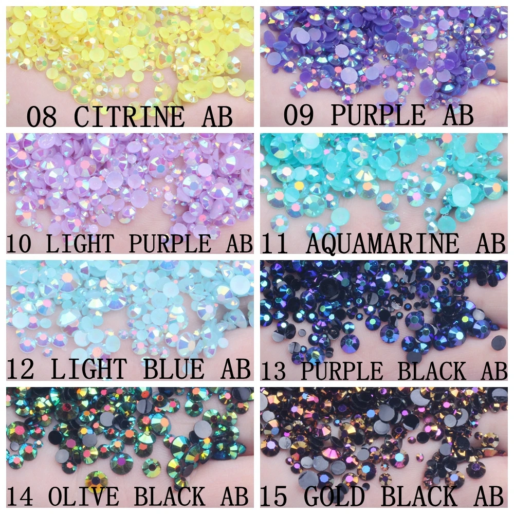 Clear AB Jelly AB Colors 50000pcs 4mm 3D Nail Gems Flatback Round Glue ...