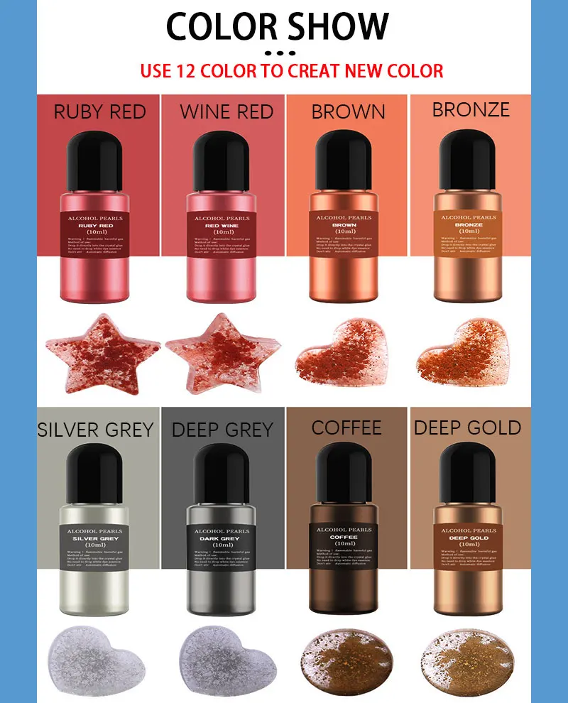 Coutom 12 Color Liquid Metallic Pigment for DIY Epoxy Resin Metallic ...