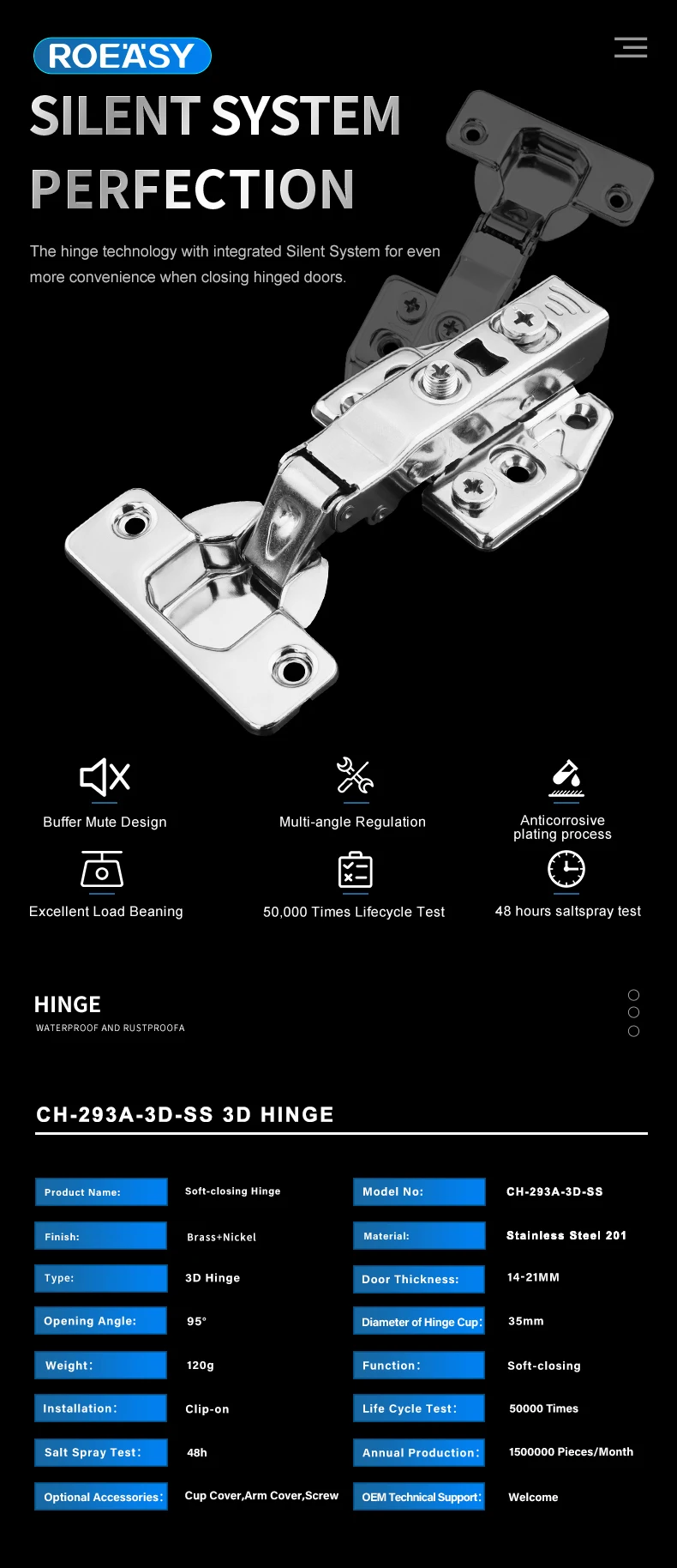 Roeasy Cabinet Hinge Hydraulic Soft Close Hinges For Cabinets Furniture ...