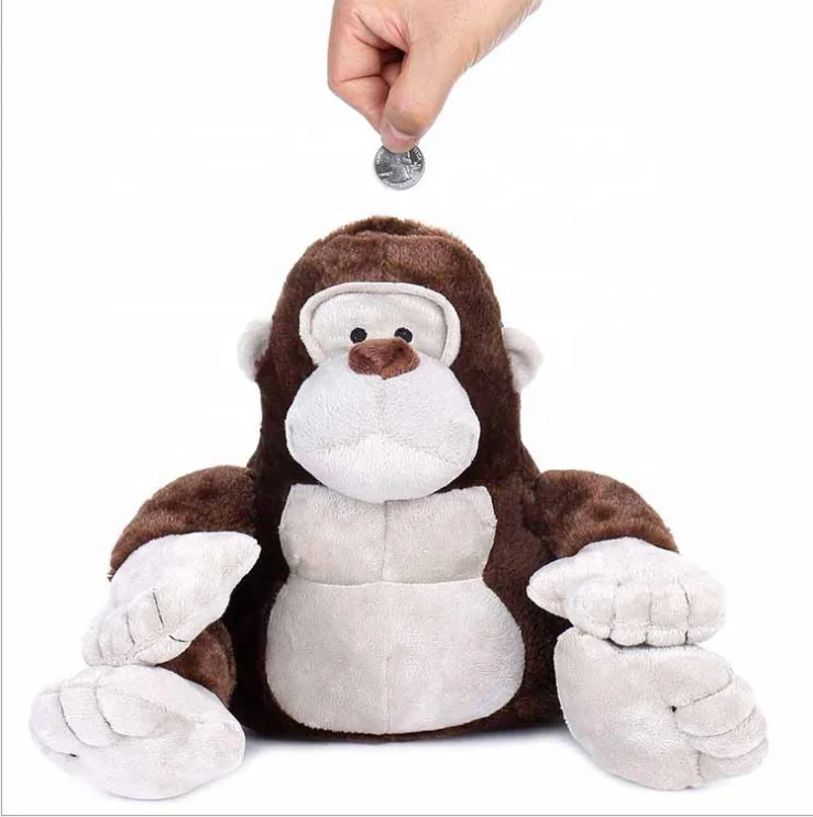 Custom Plush Gorilla Coin Bank Monkey Money Box Toy Plush Animal Bank ...