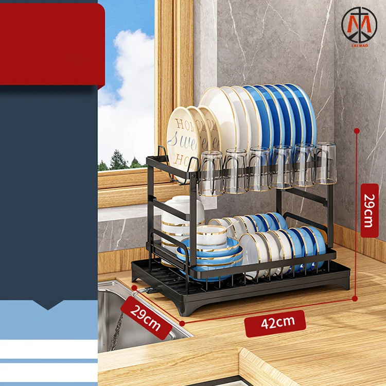 Hot Sale Detachable Multifunction Kitchen Dish Rack Drainer 2 Tier Dish ...