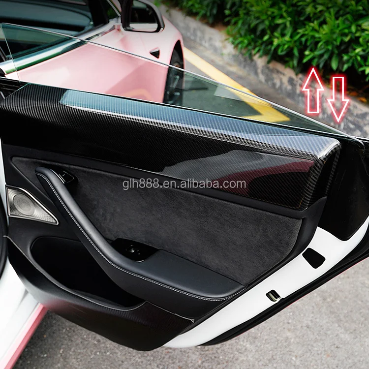 Tesla Model 3 Accessories Dry Carbon Fiber Door Carbon Trim 4 Pcs Matte ...