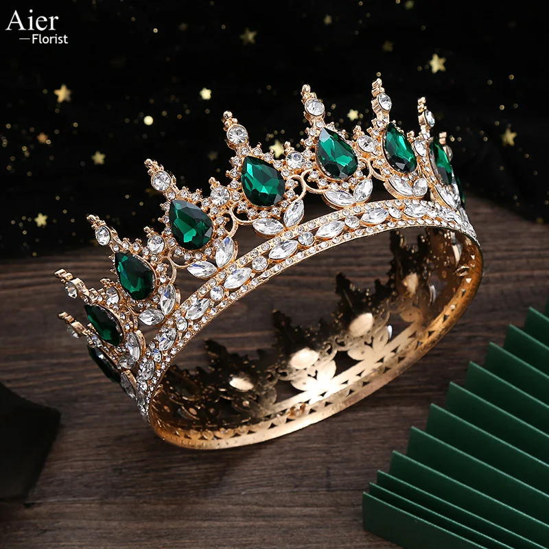 Aierflorist New Design 13.5*6cm Big king Crown with Diamonds or Flower ...