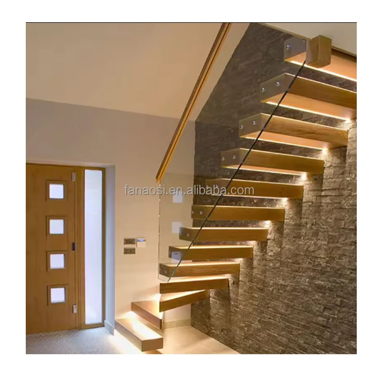 Prefabricated Modern Luxury Indoor Floating Stairs Customized Stringer ...