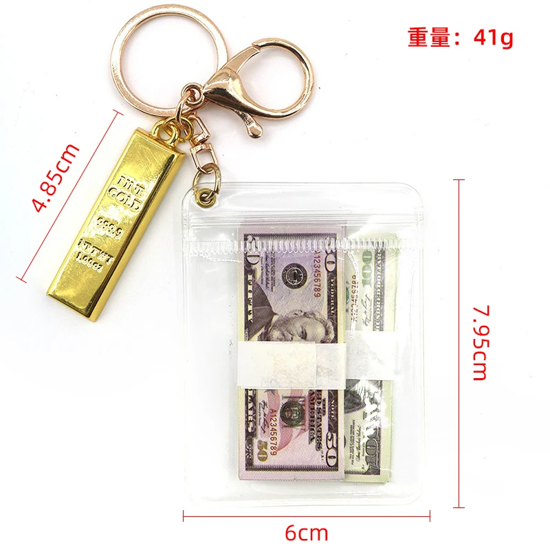 Custom 2d/3d Dollar Bill Keychain Currency Gold Bar Key Chain With Gold ...