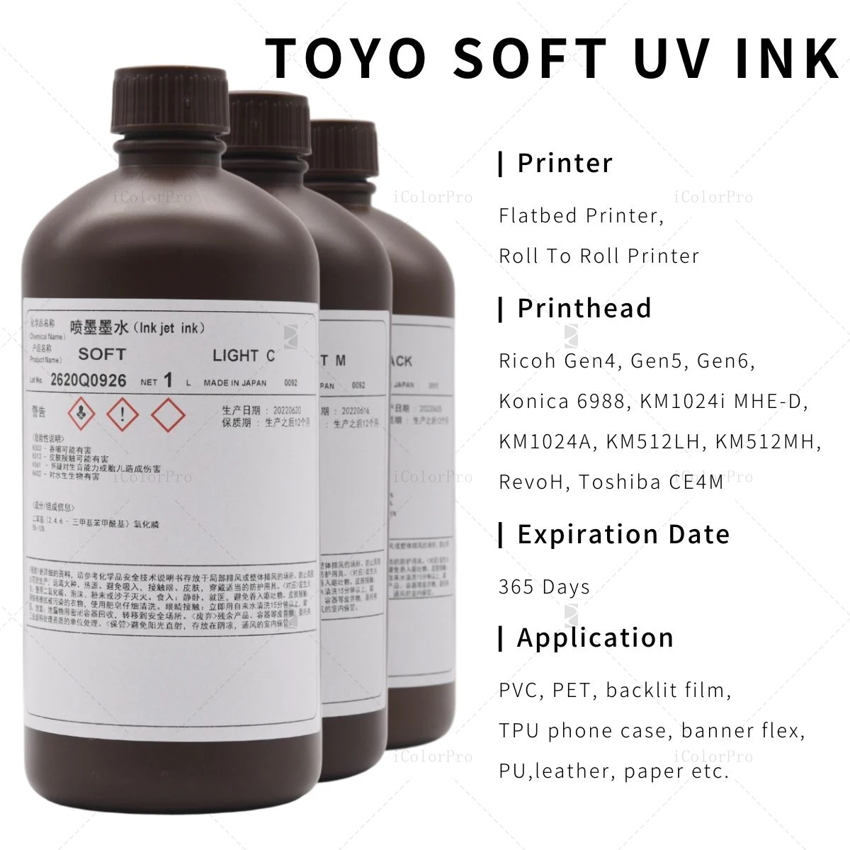 TOYO Hard Flatbed Black UV INK for Epson Ricoh Konica