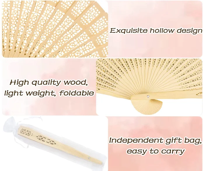 Sandalwood Wooden Handheld Folding Fans Natural Wood Hand Fans For Baby ...