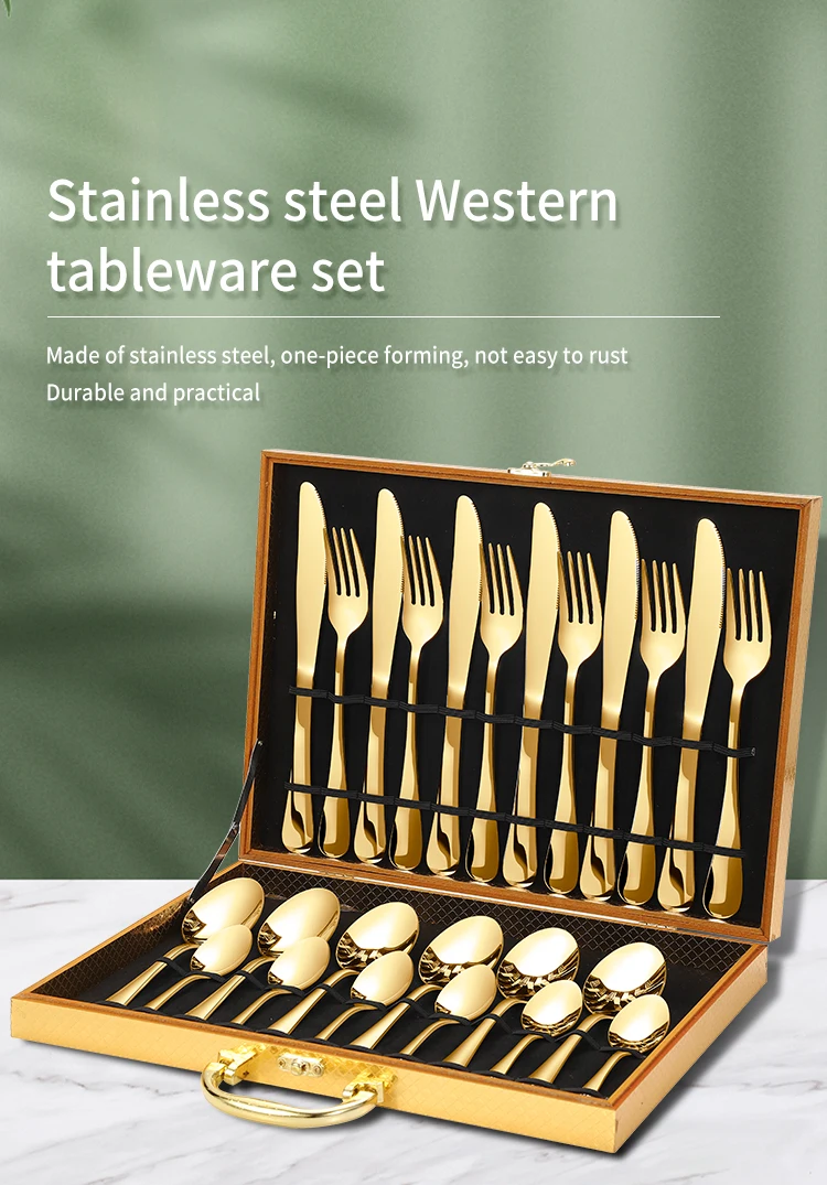 24 Piece Cutlery Set Stainless Steel Flatware Set For Restaurant ...