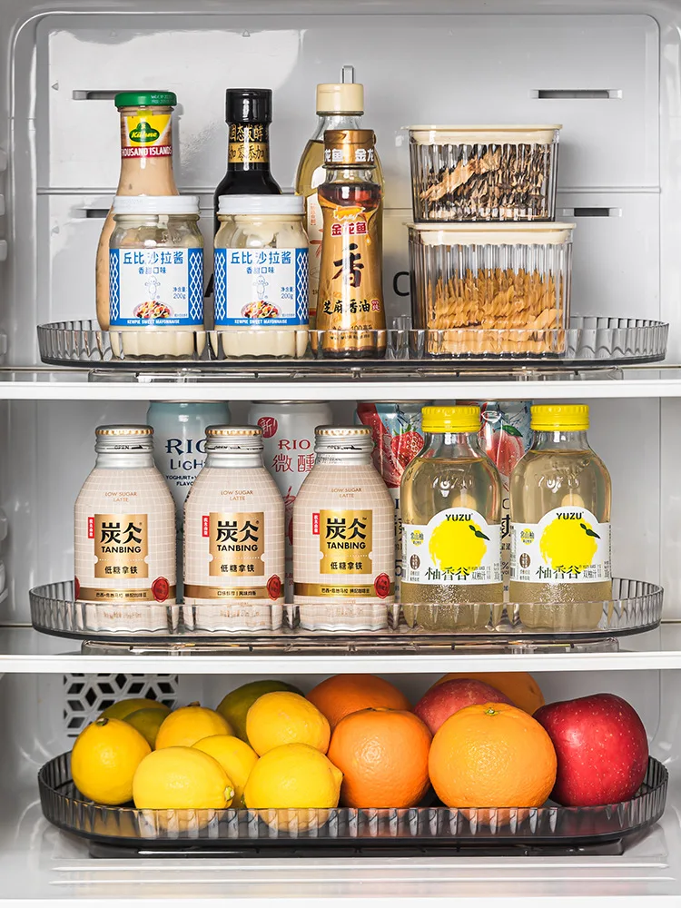 Fridge Organizer Lazy Susan Rotating Tray Refrigerator Clear Storage ...