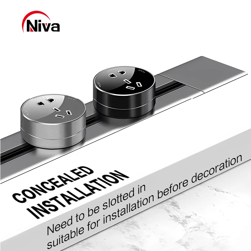 60cm Sliding Hidden InTabletop Power Desk Track Electric Socket with ...