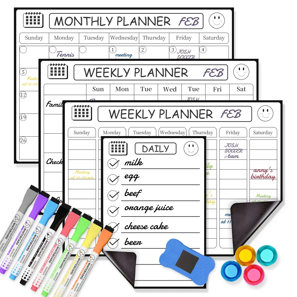 Magnet Whiteboard Chore Charts with Magnet Marker Pens; Daily Schedule ...
