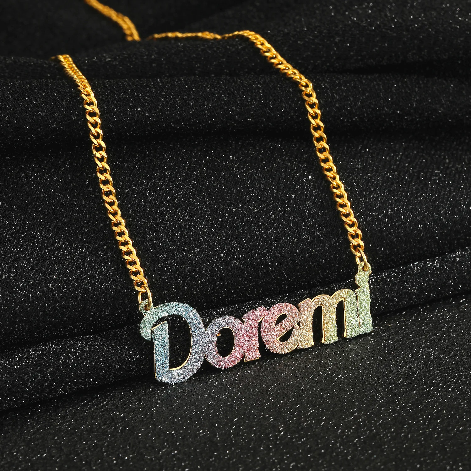 Supply Rainbow multi color simple design gold chain custom name ...
