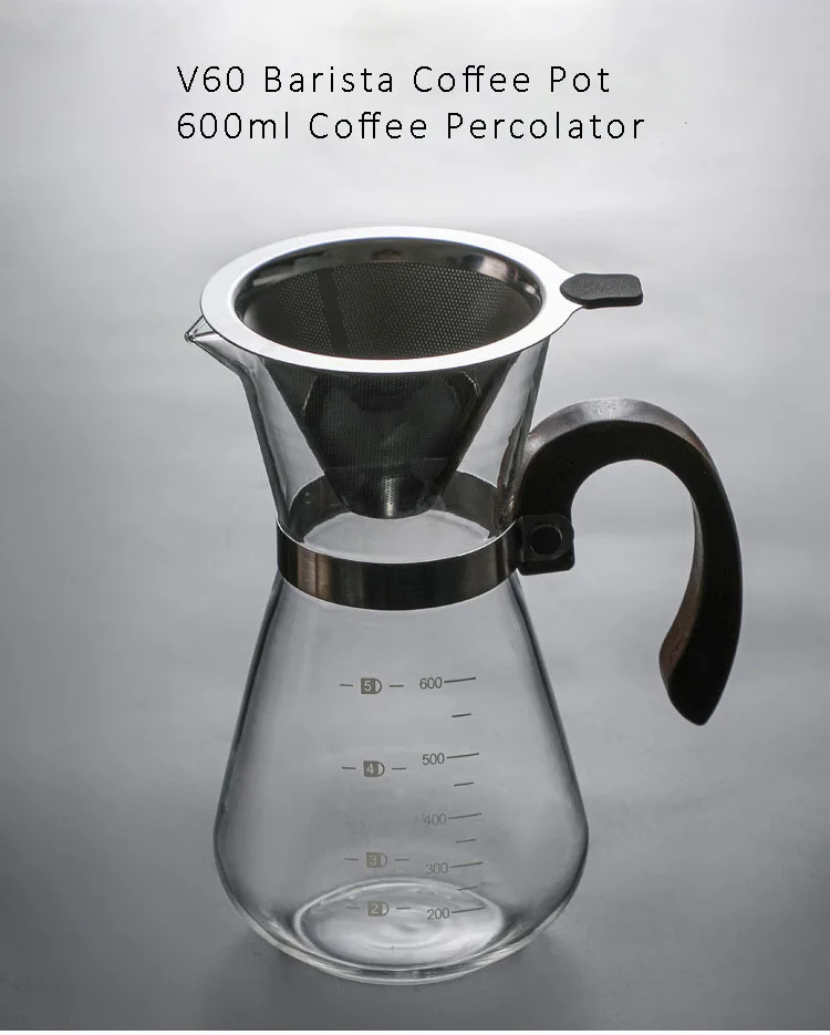 Ecocoffee Transparent Glass Coffee Server Pour Over Carafe 600ml Coffee ...