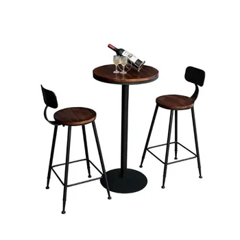 High Bar Table Chair Sets Metal Modern Commercial Furniture Industrial ...