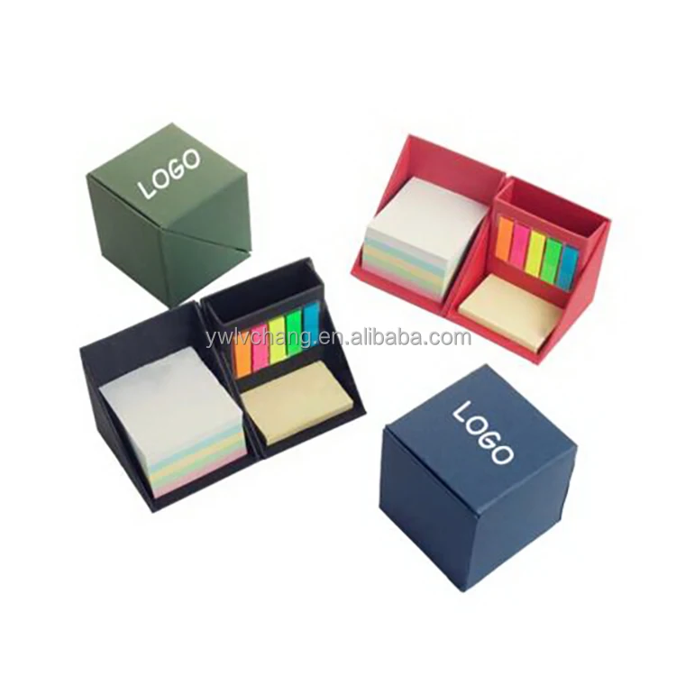 Custom Foldable Square Cube Kraft Paper Sticky Note Memo Pad Box With ...