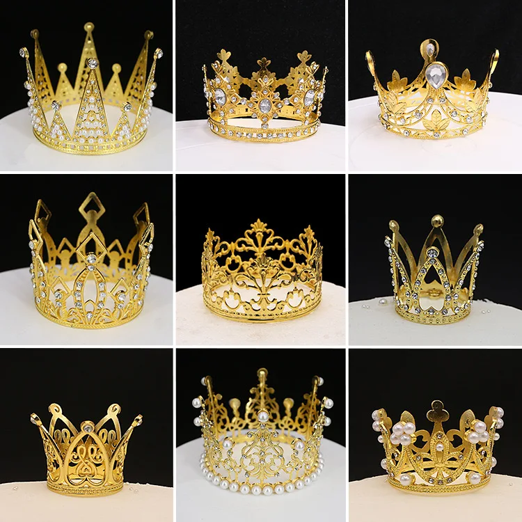 Gold Mini Crown Birthday Cake Topper Flower Wedding Decoration Cake ...
