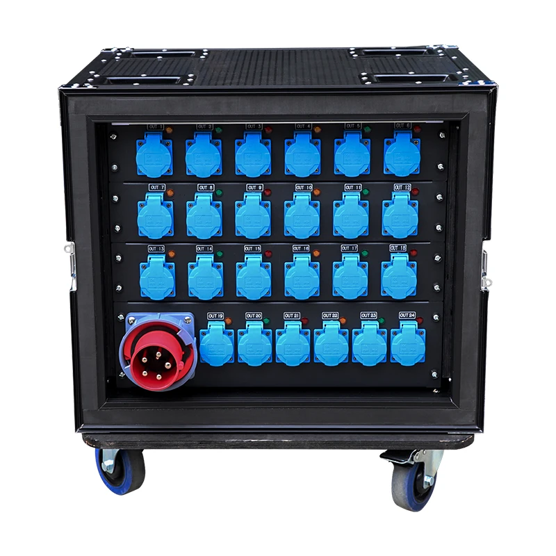 Electric 63a 5pin Input 24 Road 16a Waterproof Output Power Distro Box ...