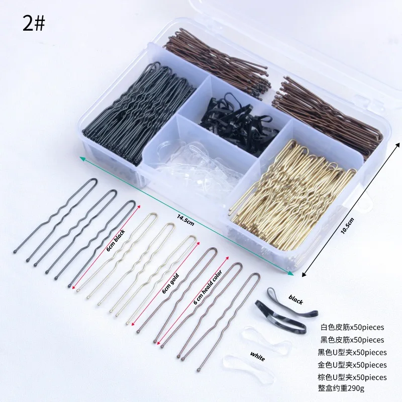 Set of Hair Pins Including U Pins Rubber Hair Bands Storage Box for All ...
