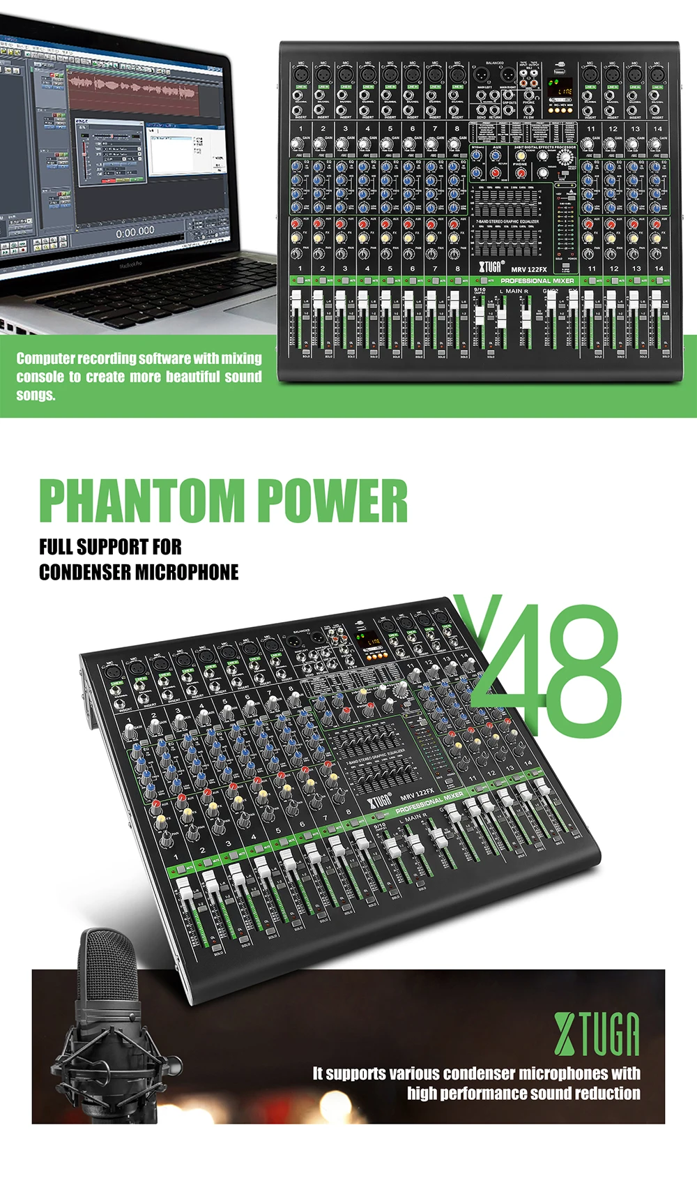 Xtuga 12 Channel Mixer - Professional Audio Mixing Solutions