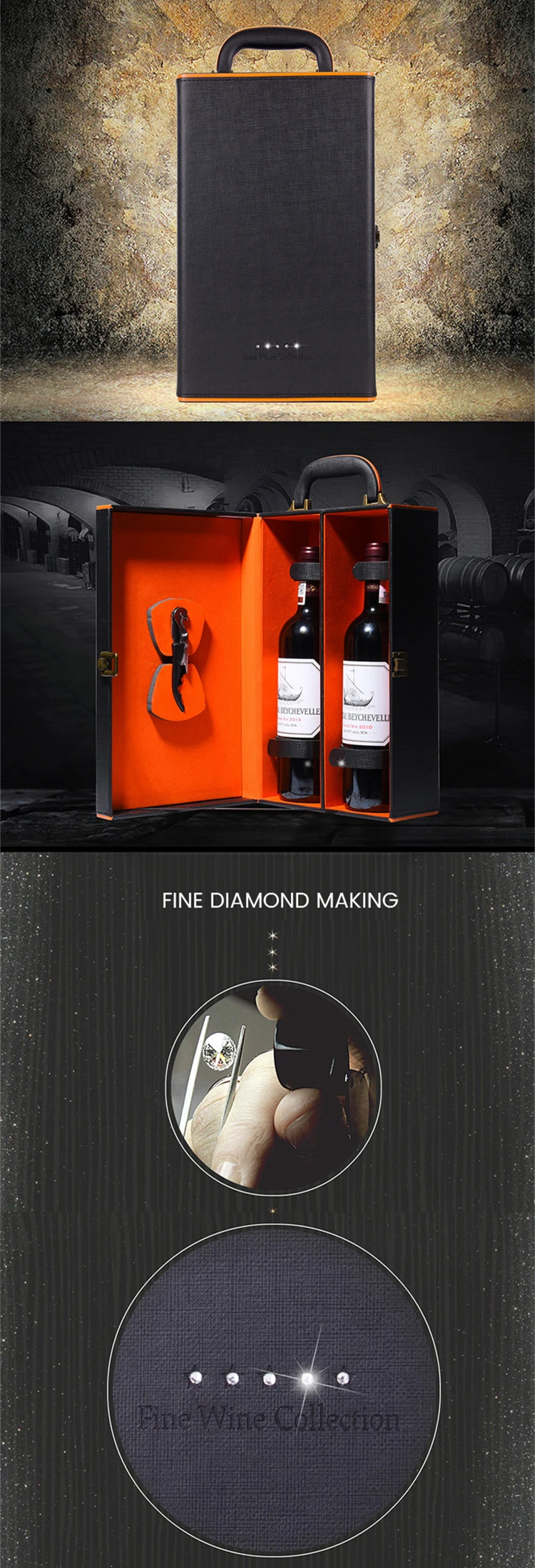 Elegant Wine Carry Case - Double Red Wine Box Gift Box