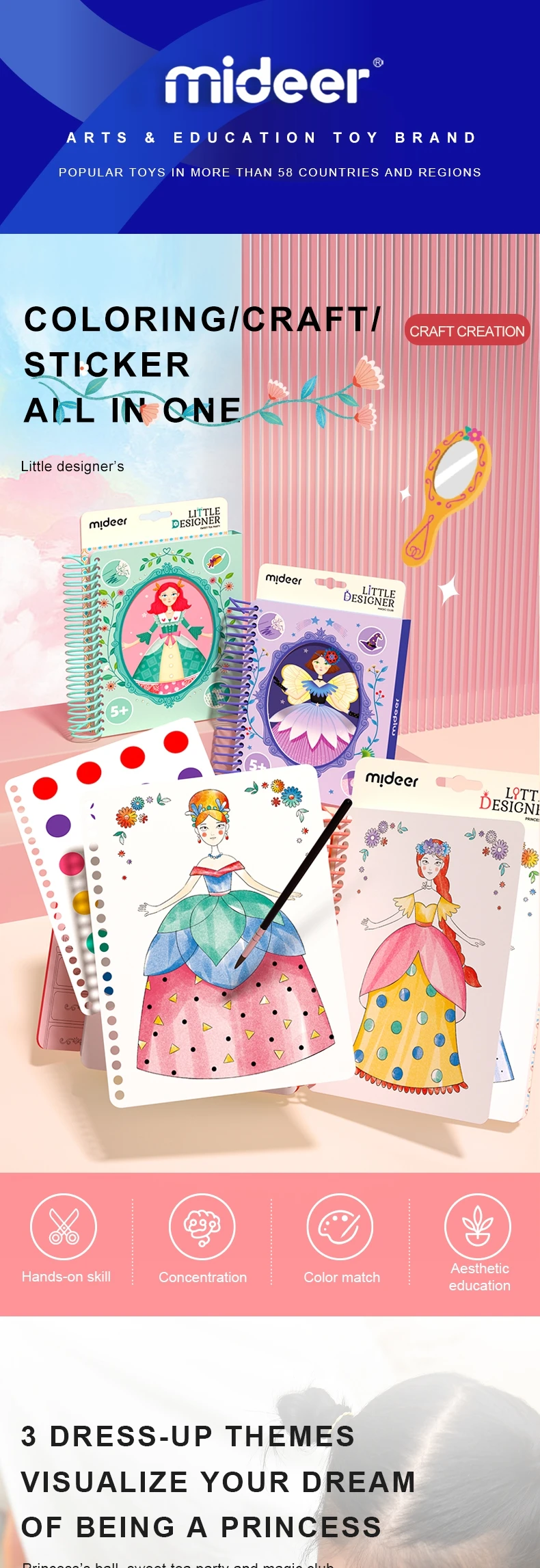 Mideer Princess Costume Change Sticker Book for Ages 3-7
