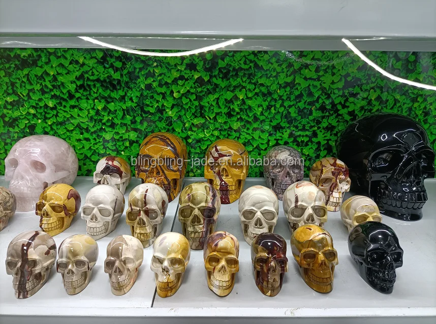 Hand Carved Agate Amethyst Geode Crystal Skull - Home Decor