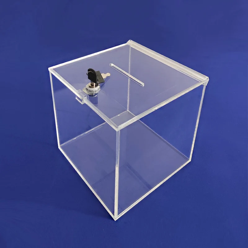 Clear Cam Lock Acrylic Donation Box - Secure & Versatile