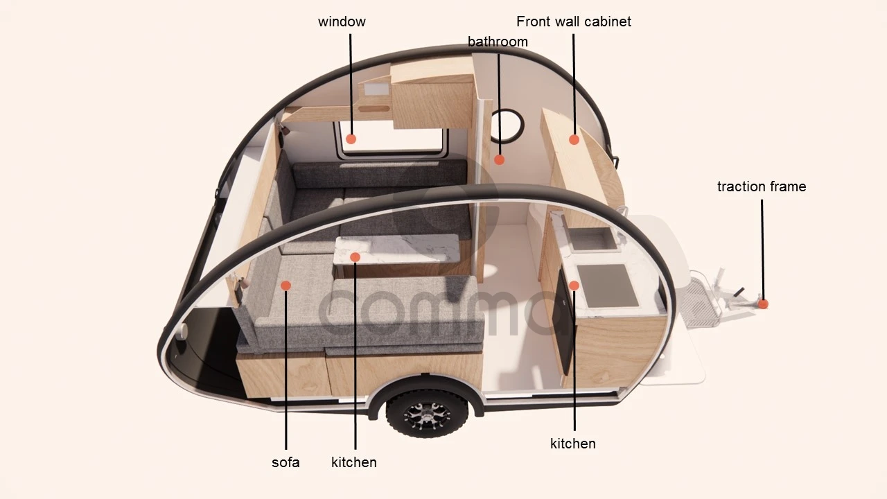 Aluminum Mini Camper Trailer with Bathroom & Kitchen for 2-4 People ...