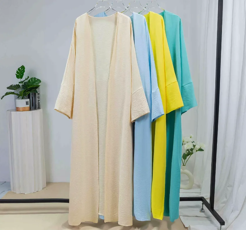 Solid Linen Modest Style Jilbabs Abaya Dubai Islamic Clothing Loose ...