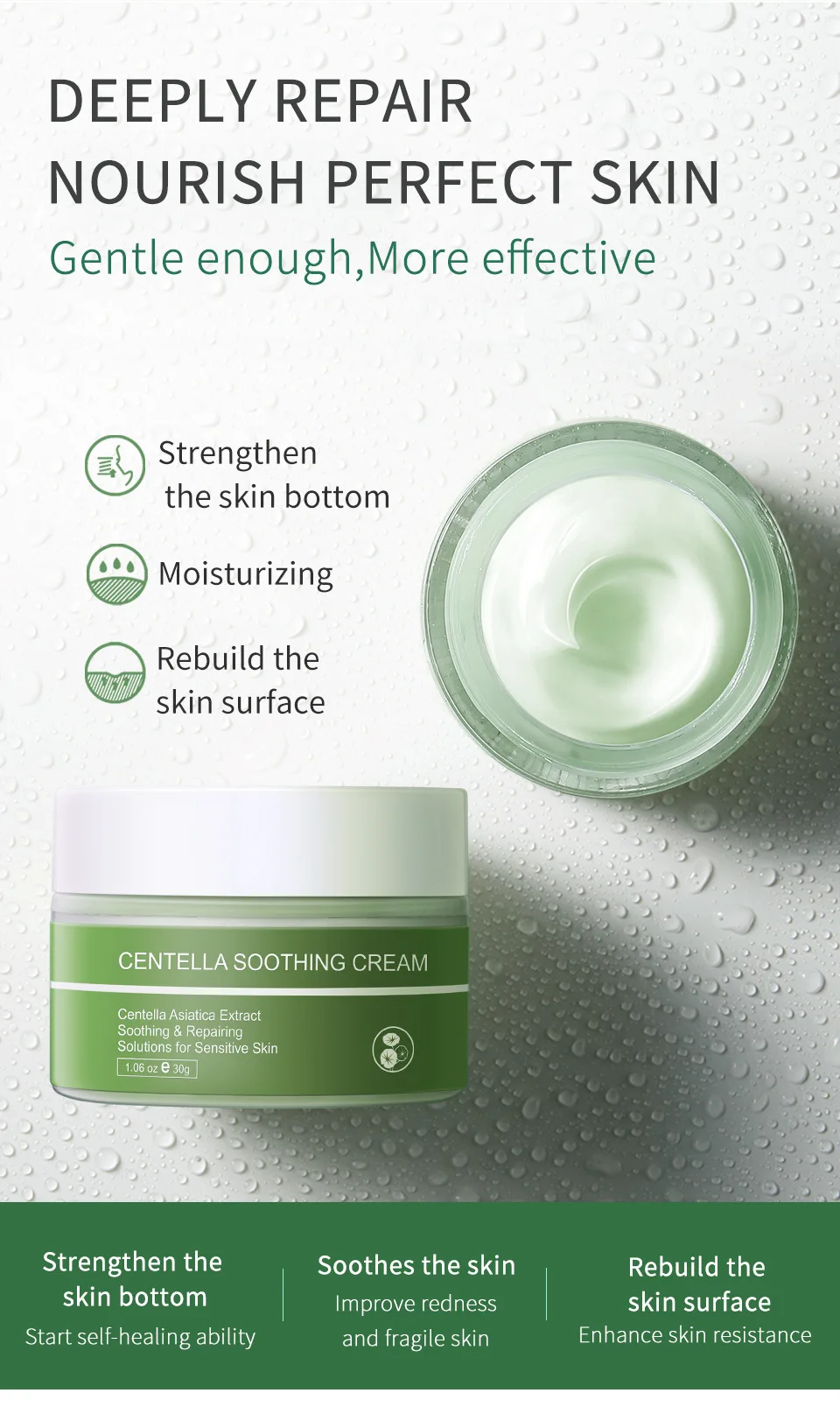 New Centella Asiatica Repair Acne Anti-aging Cream Moisturizing Moisturizing Repair Facial Skin ...