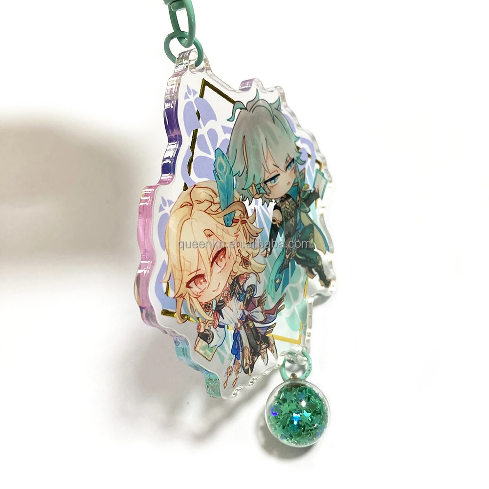 Custom Eco-friendly Acrylic Anime Keychains Gold/silver Foil Stamped ...