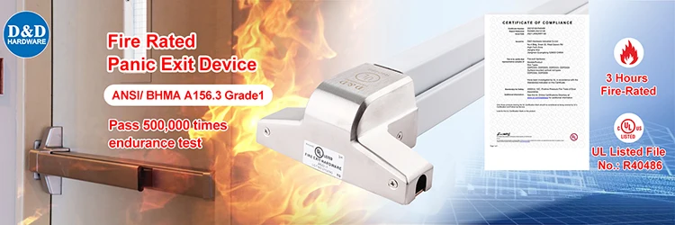 Ul10c Ul305 Ansi Grade 1 Steel Vertical Rod Fire Panic Push Bar For ...