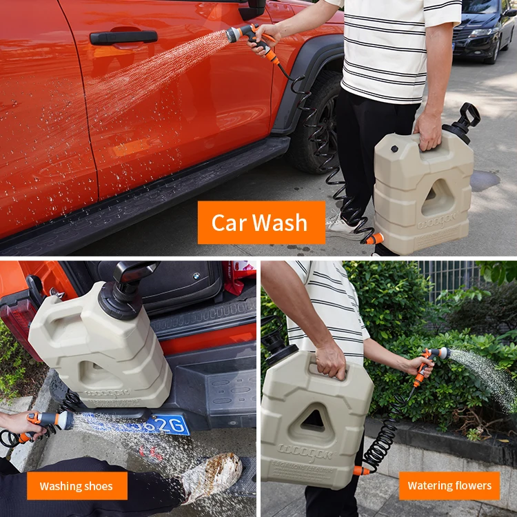 21L Portable Pressurized Water Tank With Manual Air Pump for Outdoor ...