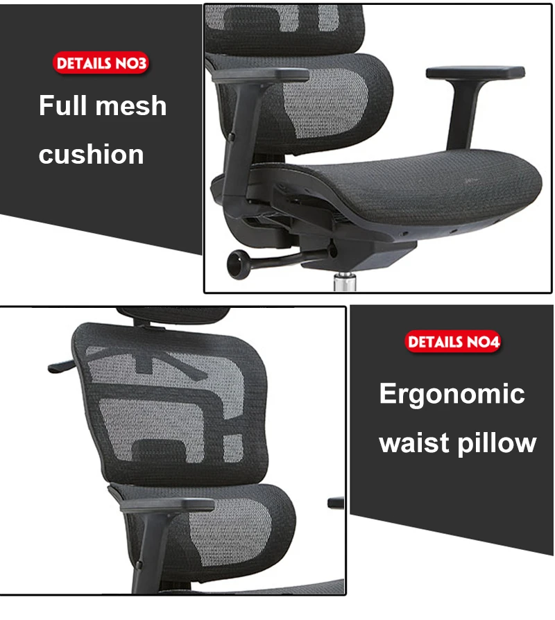 Modern High Back Mesh Lumbar Support Adjustable Headrest Ergonomic ...