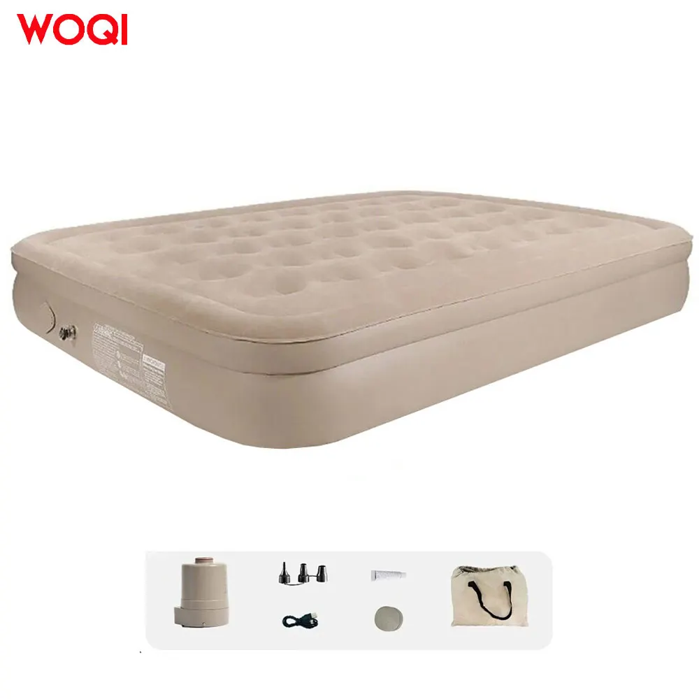 Woqi Waterproof Double Inflatable Mattress With Built-in Pump