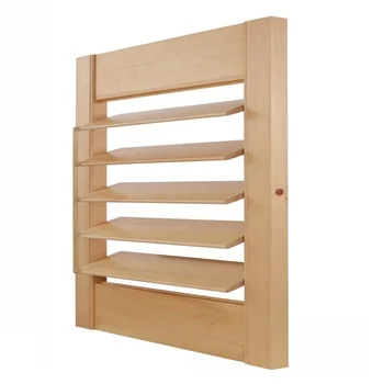 Wooden 89mm Louver Window Plantation Shutters With Hidden Control Arm ...