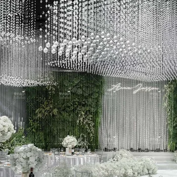 Custom Gorgeous Hanging Crystal Wedding Decorations Ceiling Drape ...