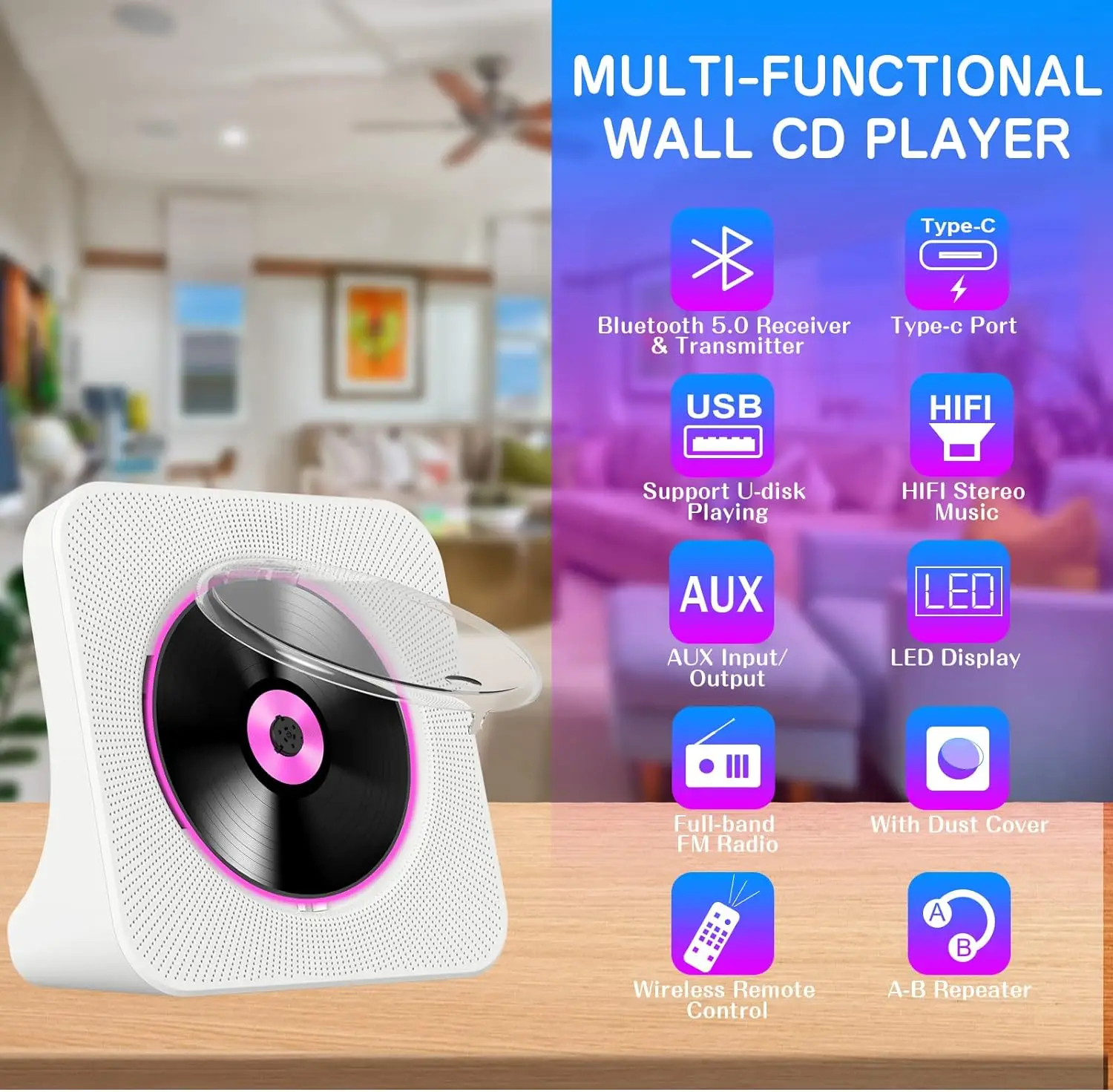 Cd Player Portable Desktop Bluetooth 4000mah With Speakers Cd Players ...