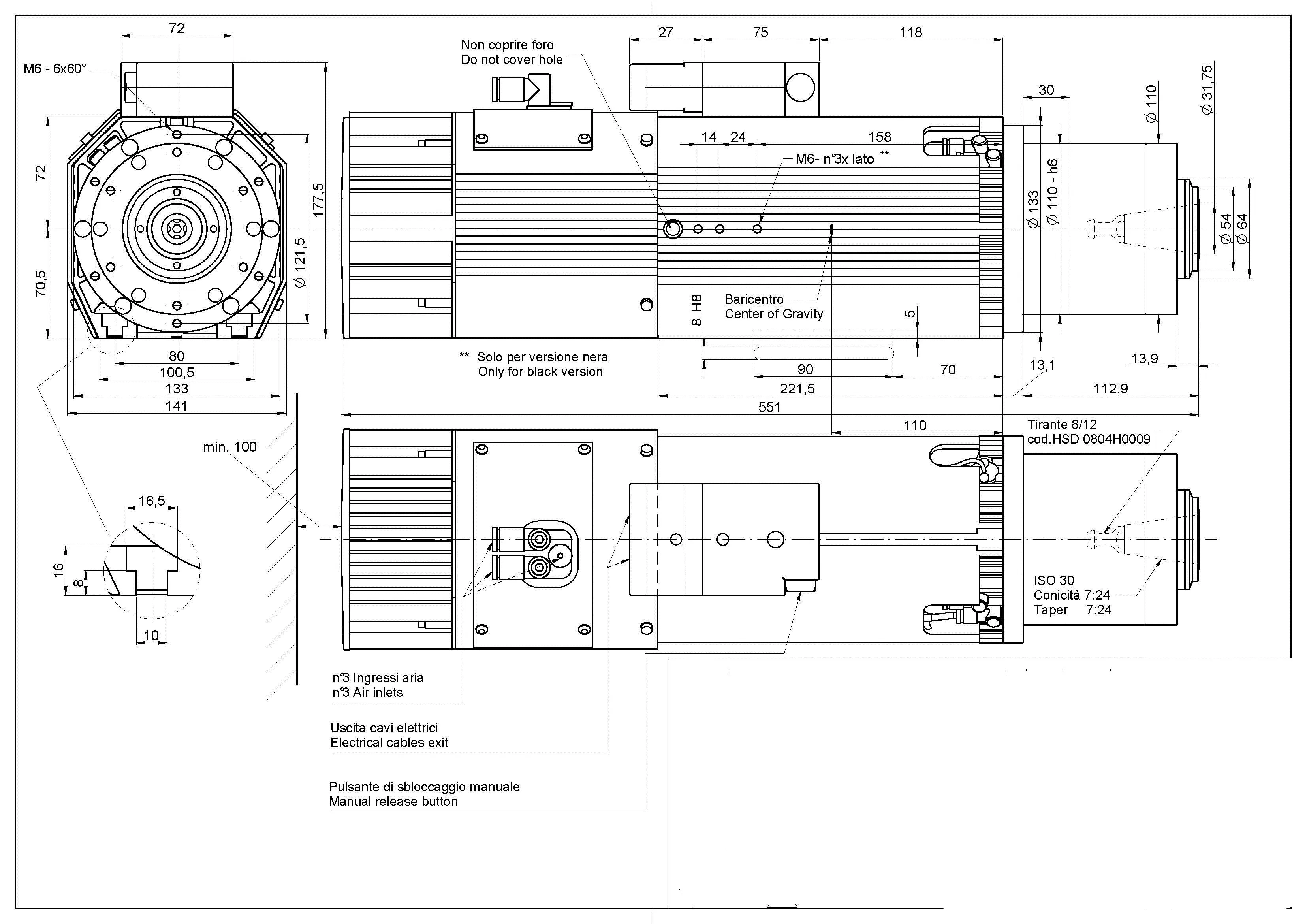 Air Cooled GDZ143X133-9 9KW Atc Spindle Motor for Grinding