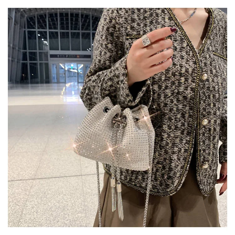 Luxury Purse Designer Diamonds Bucket Bag Chain Crossbody