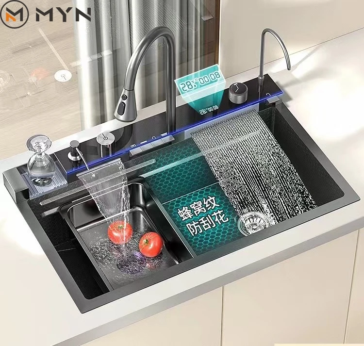 Tiktok Trend Black White Digital Display Faucet Stainless Steel Single ...