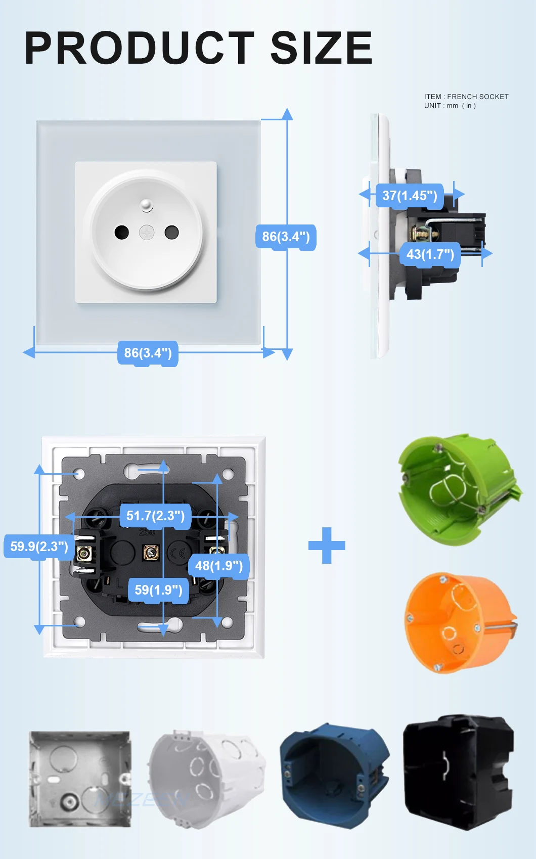 European Standard Glass Panel Electrical Socket French Socket 250V~ 16A ...
