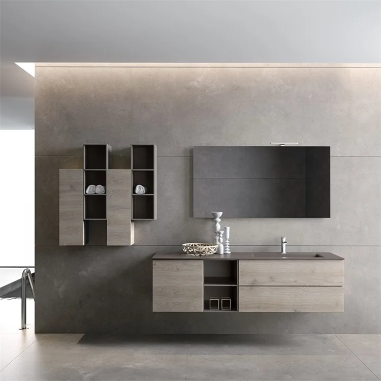 Modern Hotel Bathroom Cabinet Vanity Sets With White Marble Top Support ...