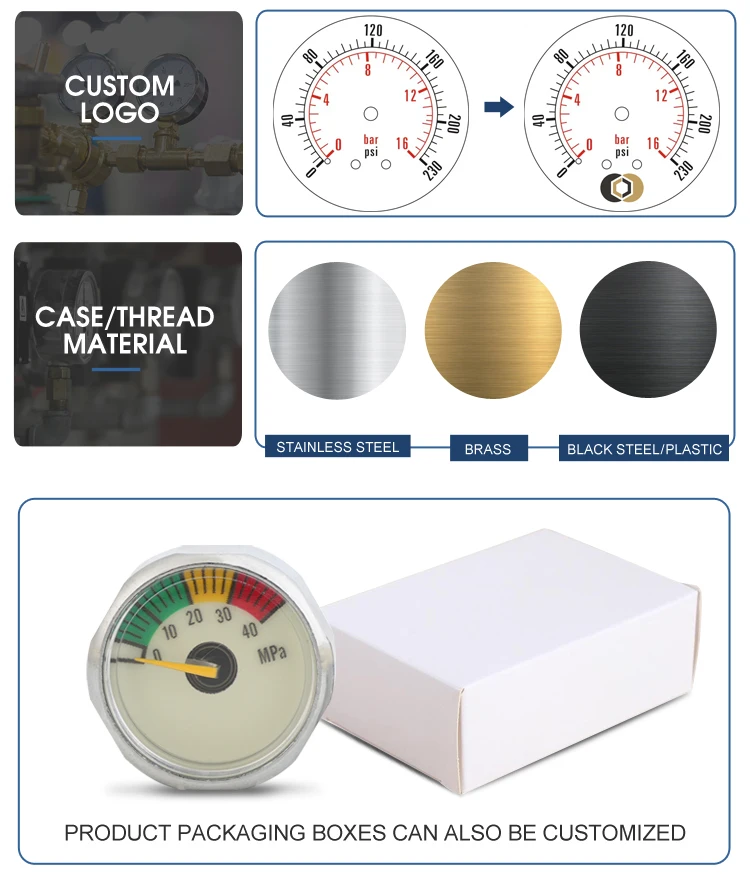 Luminous 25mm Micro Pressure Gauge Pressure Manometer 0-40mpa With ...