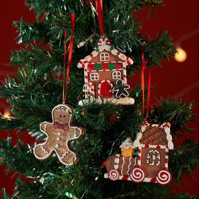 Navidad Ornaments Deluxe Custom Hand Made Unique Resin Cute Gingerbread ...