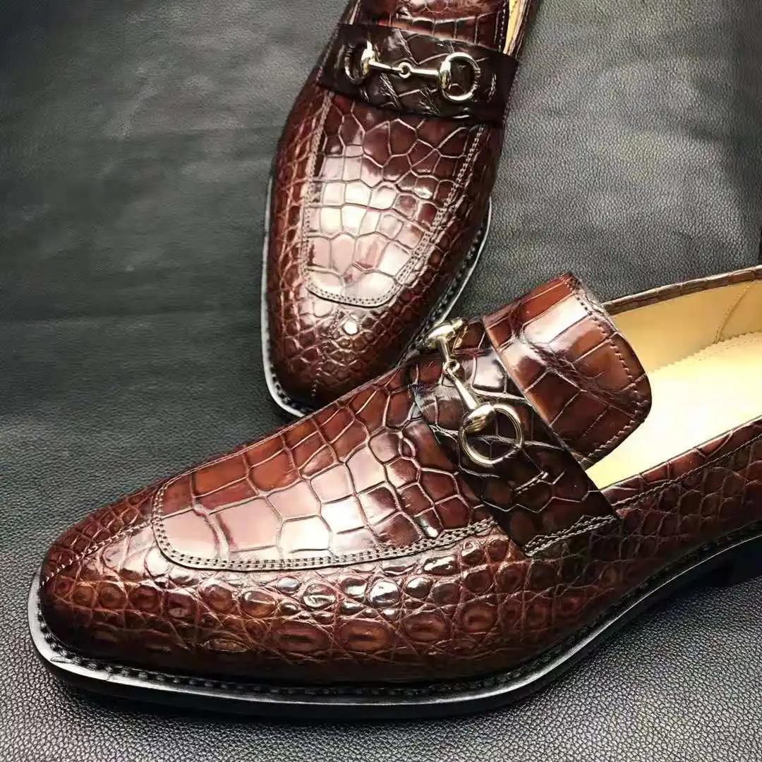 Alligator Shoes Men Genuine Leather Pure Crocodile Skin Casual Shoes ...