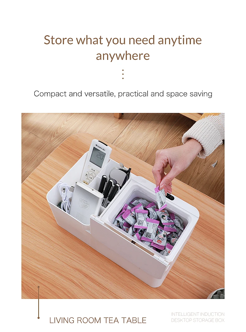 Automatic Sensing Desktop Foldable Multi-grid Smart Storage Box With ...