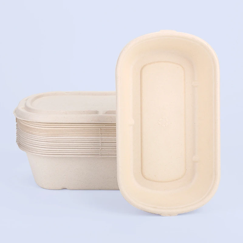 Eco Food Packaging Boxes Biodegradable 1000ml White Lunch Boxes With ...