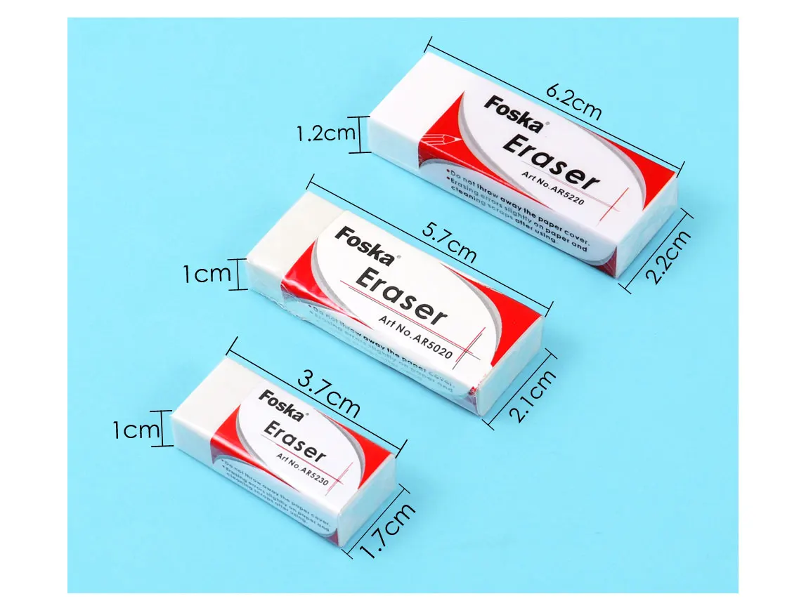 Foska White Soft TPR School Pencil Eraser - Different Sizes