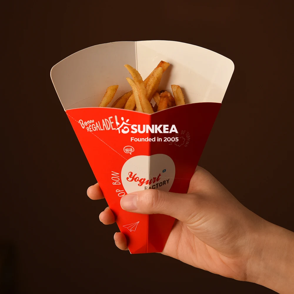Custom Printed logo Size Food Paper Chip Cone for Takeaway Chips ...